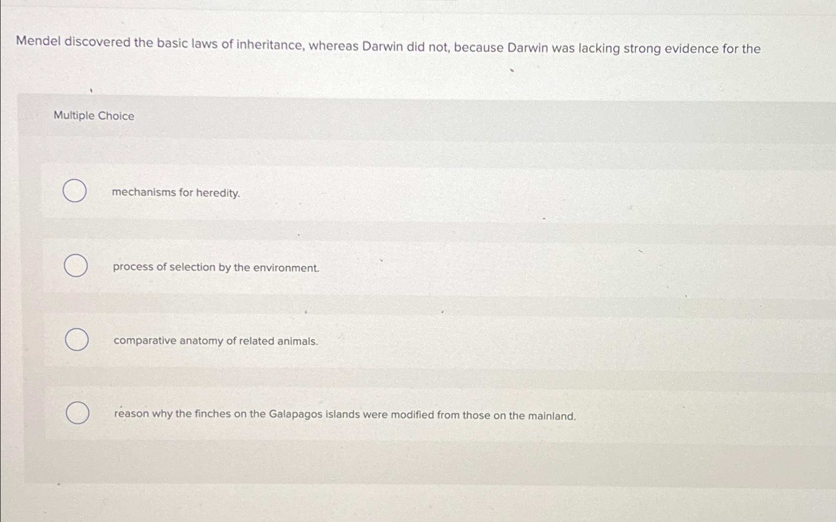 Solved Mendel discovered the basic laws of inheritance, | Chegg.com