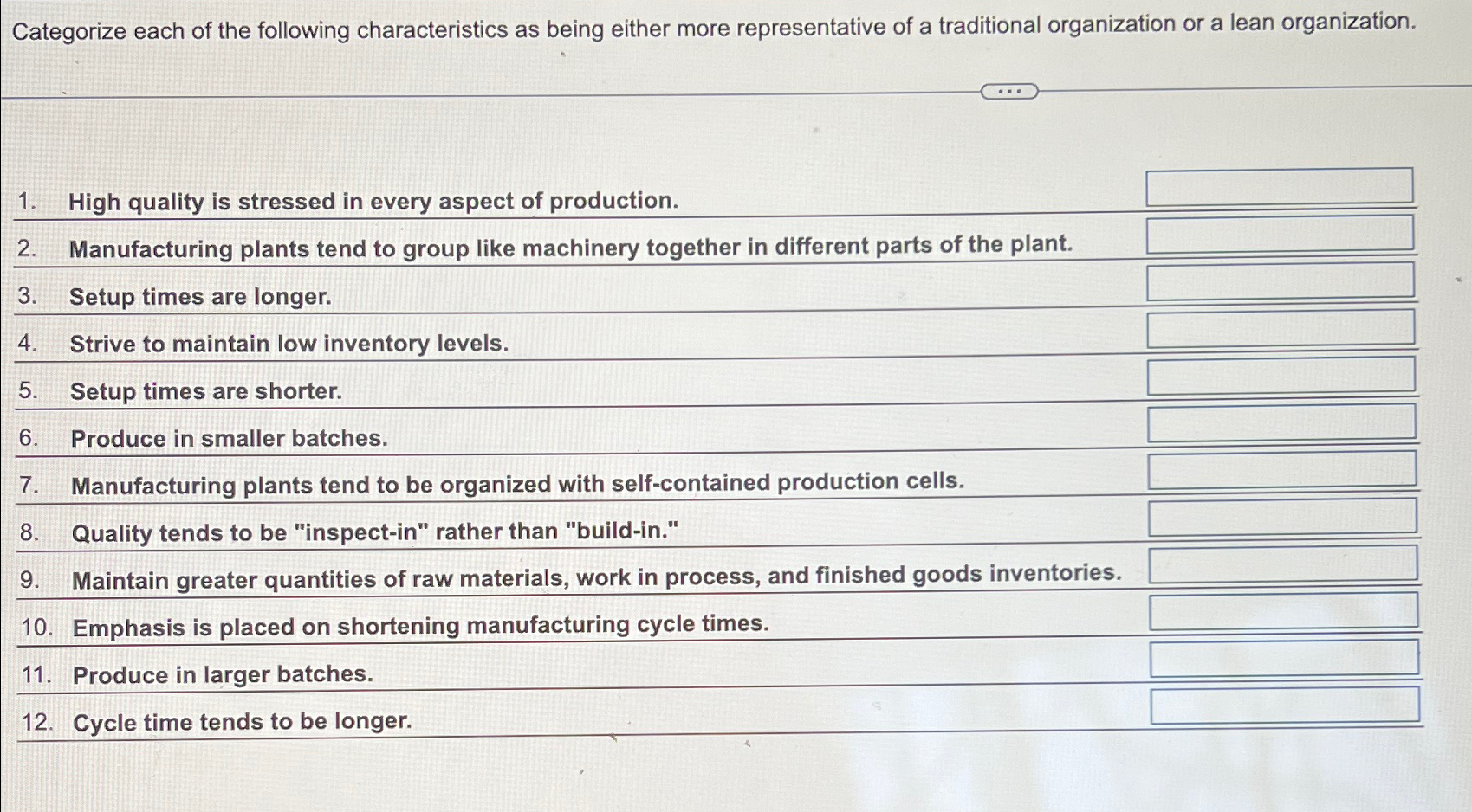 Solved Categorize each of the following characteristics as | Chegg.com