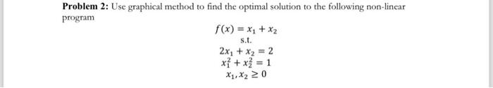 Solved Problem 2: Use graphical method to find the optimal | Chegg.com