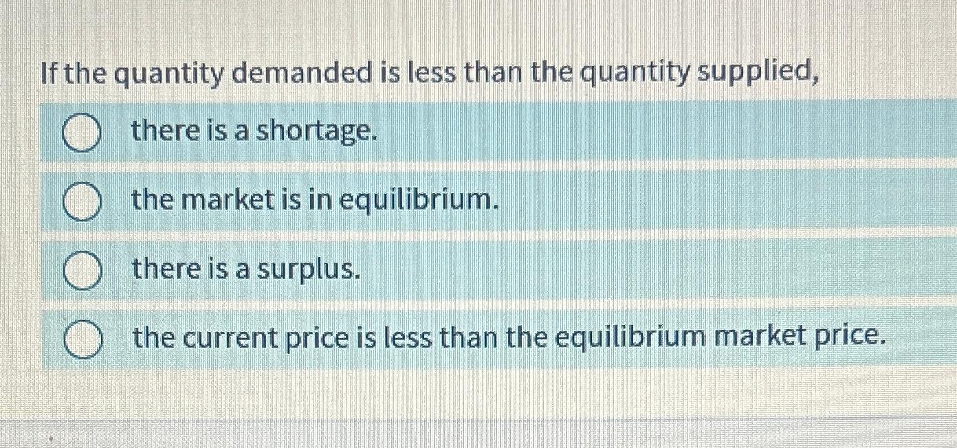 Solved If the quantity demanded is less than the quantity | Chegg.com