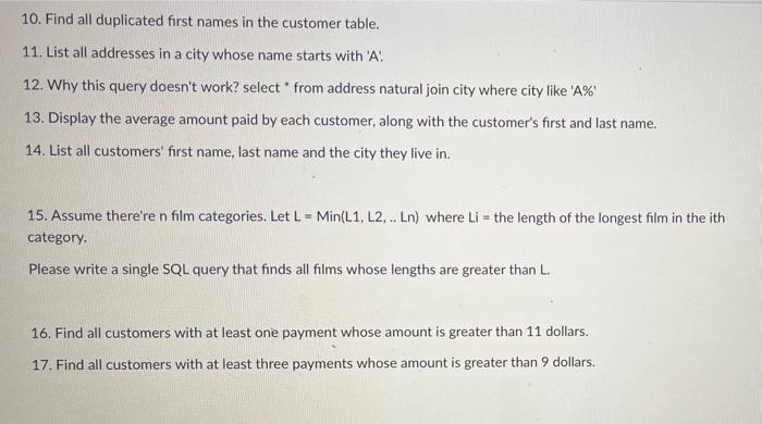 Solved Write SQL Queries for a DVD rental database. The | Chegg.com Solved Write SQL Queries for a DVD rental database. The | Chegg.com