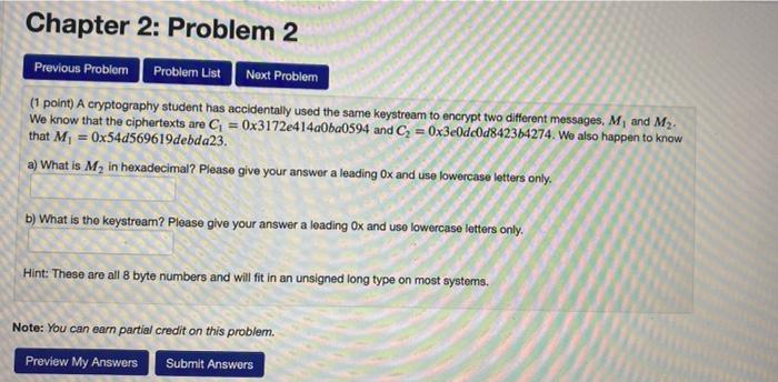 Solved Chapter 2: Problem 2 Previous Problem Problern List | Chegg.com