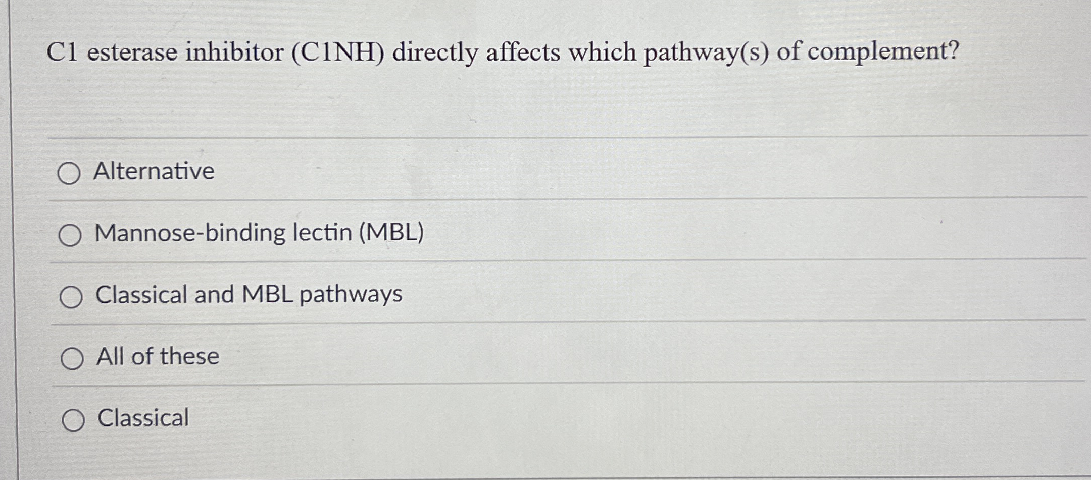 Solved C 1 ﻿esterase inhibitor (C1NH) ﻿directly affects | Chegg.com