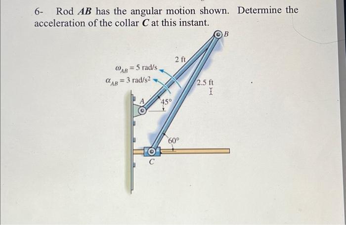 Solved Rod AB has the angular motion shown. Determine the | Chegg.com