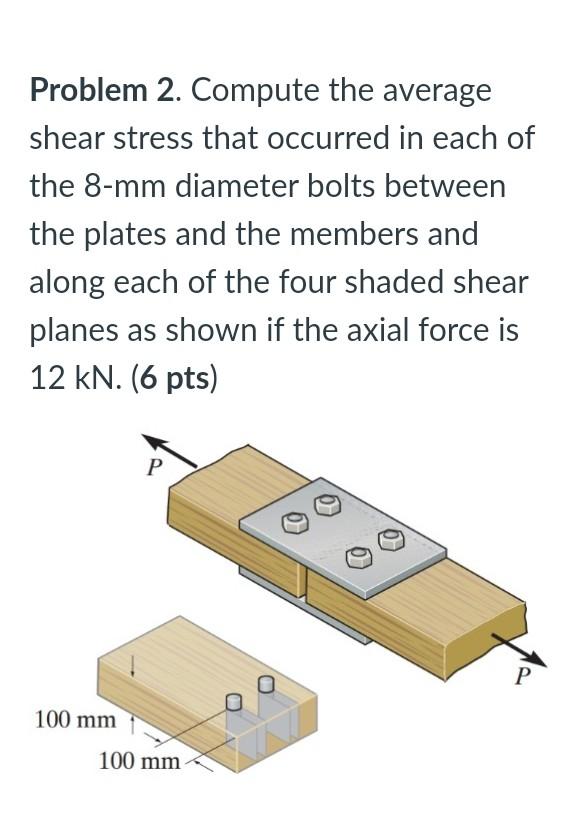 Solved Problem 2. Compute the average shear stress that | Chegg.com