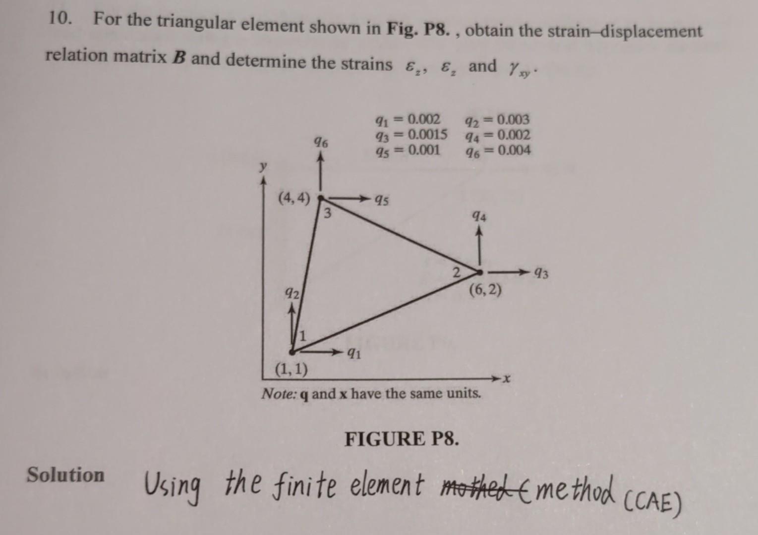 Solved For the triangular element shown in Fig. P8., ﻿obtain | Chegg.com