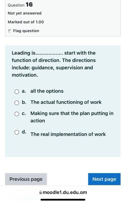Solved Question 16 Not yet answered Marked out of 1.00 P | Chegg.com