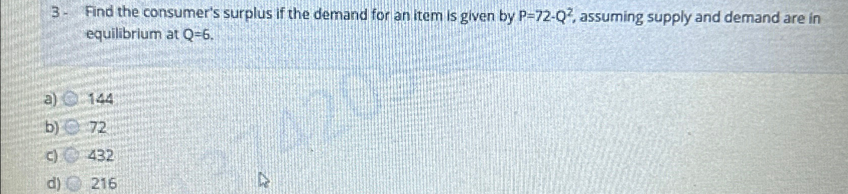 Solved Find the consumer's surplus if the demand for an item | Chegg.com