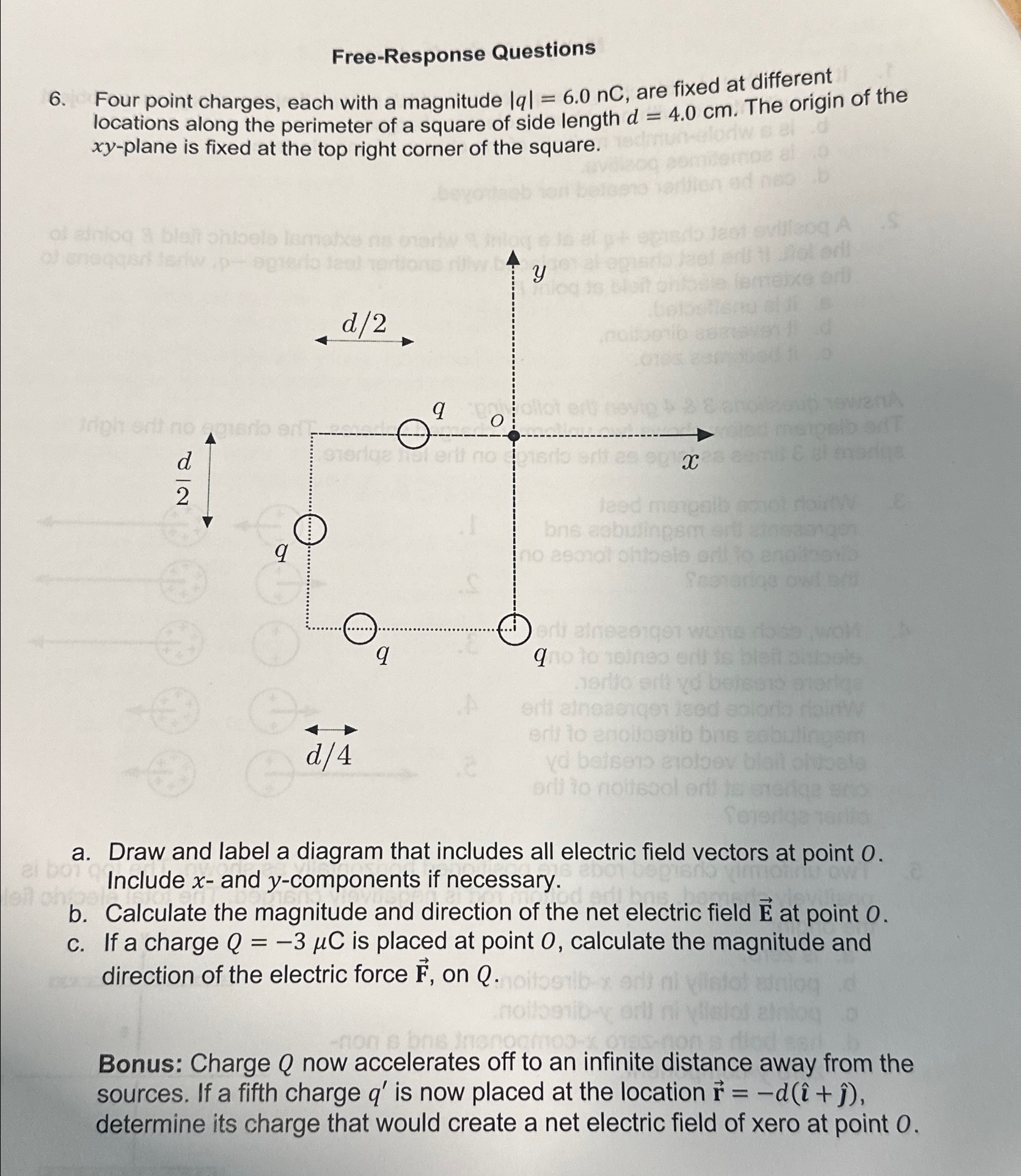 Solved Free-Response Questions6. ﻿Four point charges, each | Chegg.com