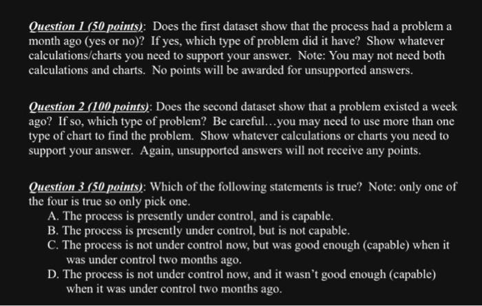 The Datasets Poindexter has two datasets to use in | Chegg.com