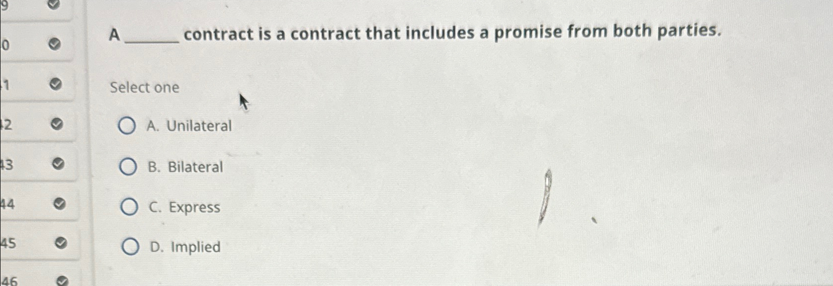 Solved A contract is a contract that includes a promise from | Chegg.com