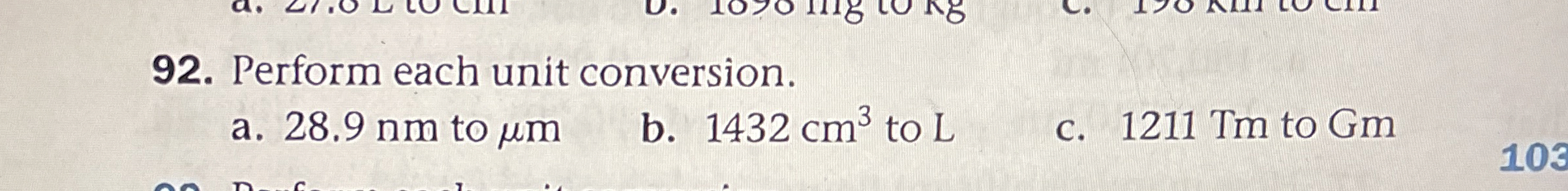 Solved Perform each unit conversion.a. 28.9 ﻿nm to | Chegg.com