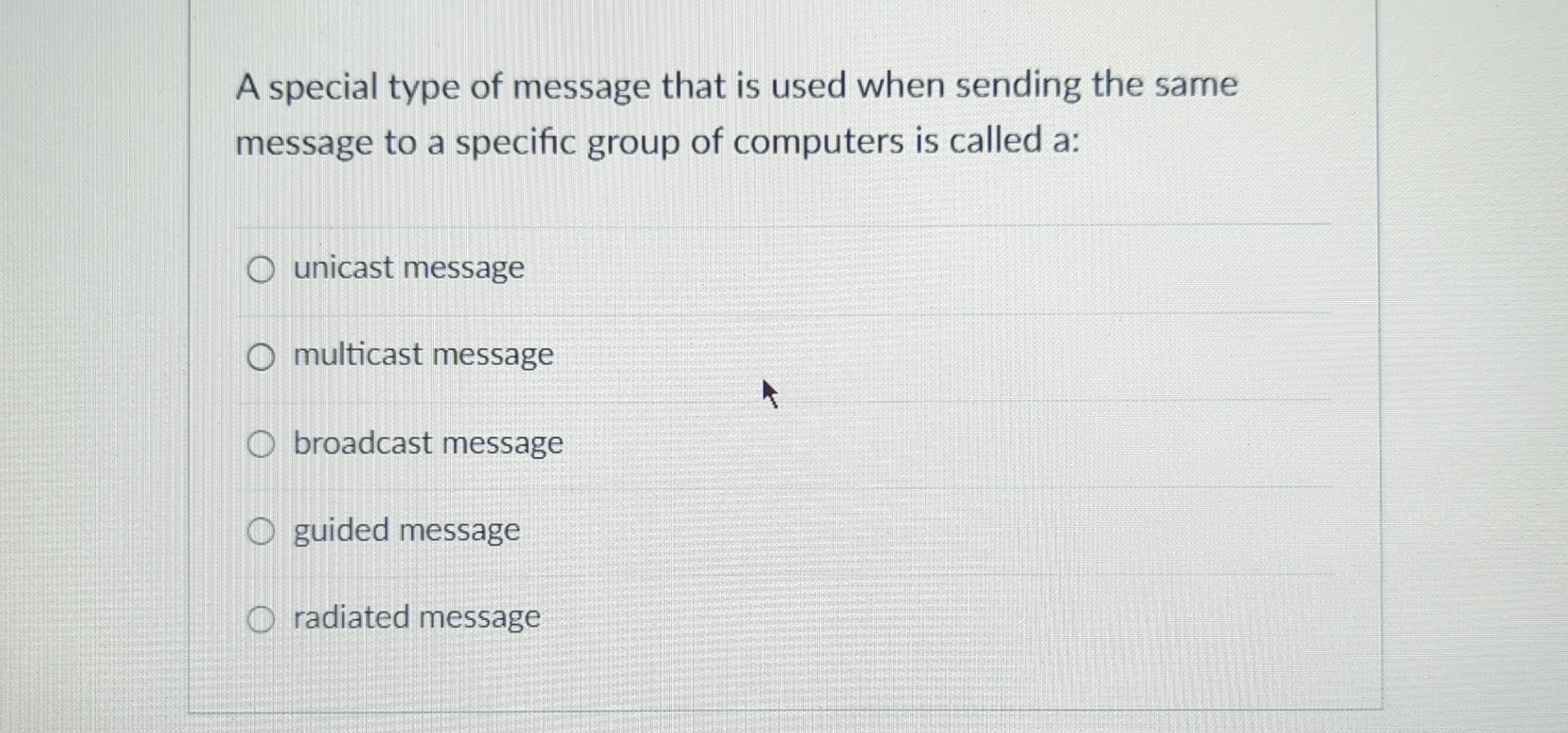 Solved A special type of message that is used when sending | Chegg.com