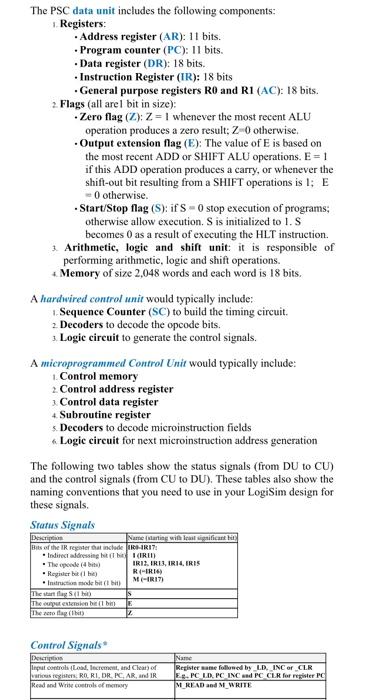 Project Description A description of the PSC | Chegg.com
