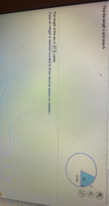 Solved Find the lengths and area A. 70 А 12 yds The length | Chegg.com