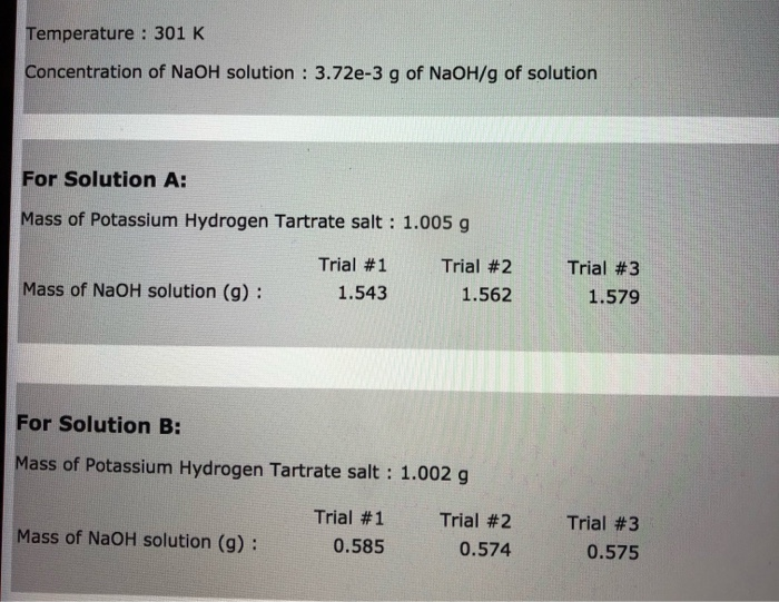 Solved For Solution B Calculate the number of moles of NaOH | Chegg.com