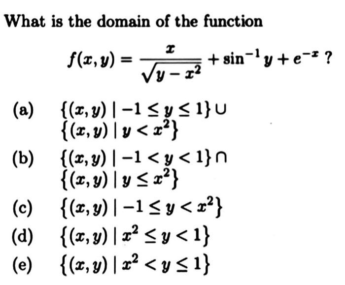 Solved What Is The Domain Of The Function F X Y I √y