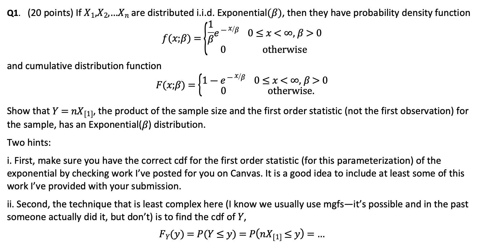 Solved Q1. (20 ﻿points) ﻿If x1,x2,dotsxn ﻿are distributed | Chegg.com
