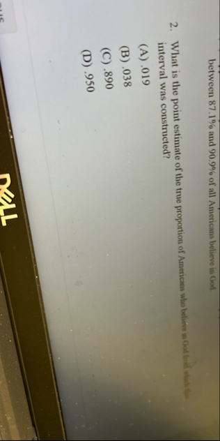 Solved between 87.1% ﻿and 90.9% ﻿of all Americans believe in | Chegg.com