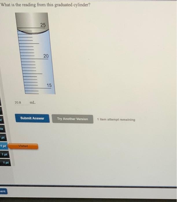 Solved What is the reading from this graduated cylinder? 25 | Chegg.com