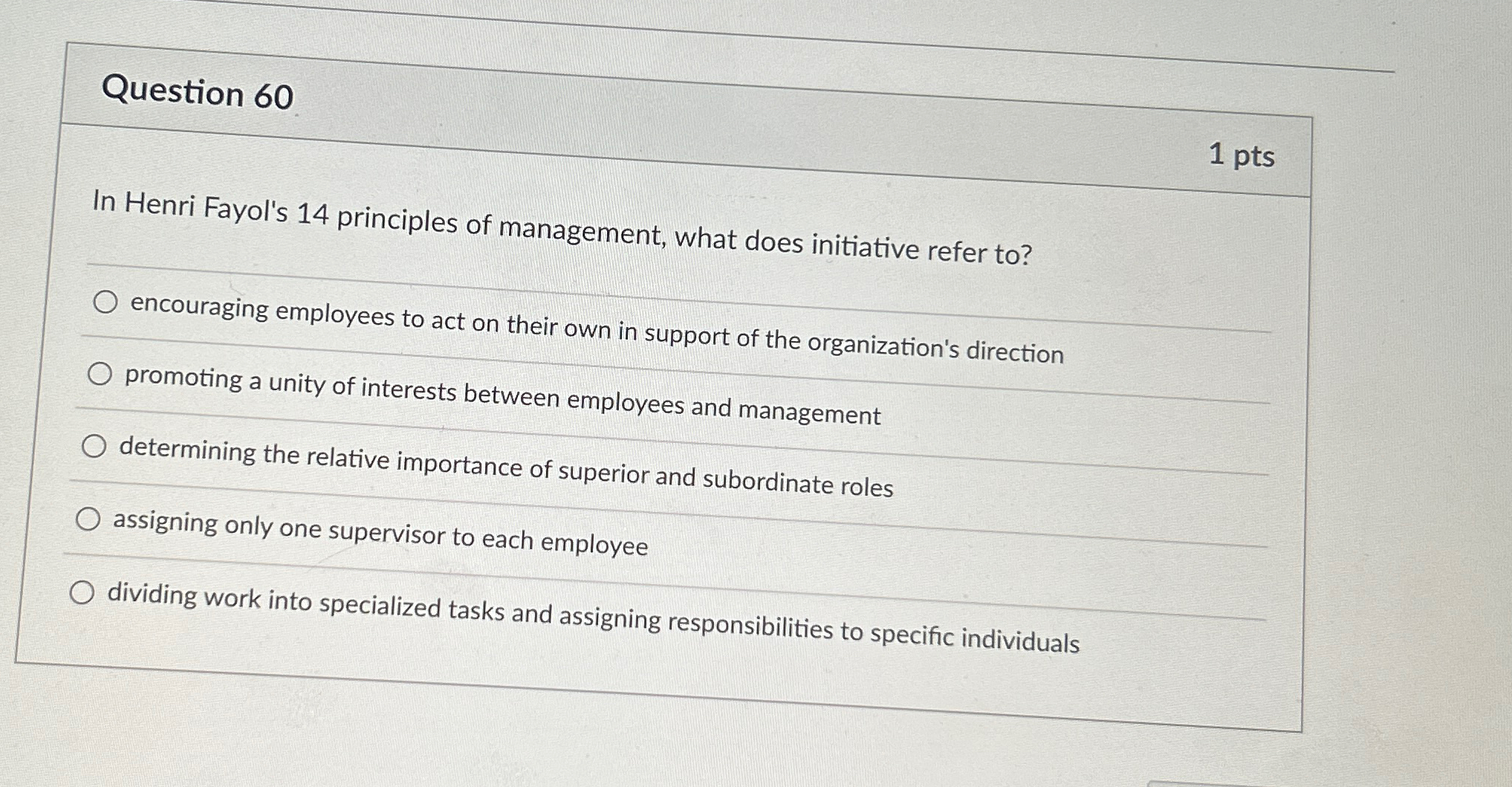 Solved Question 601 ﻿ptsIn Henri Fayol's 14 ﻿principles of | Chegg.com