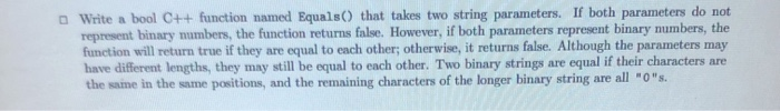 Solved Write a bool C++ function named Equals() that takes | Chegg.com