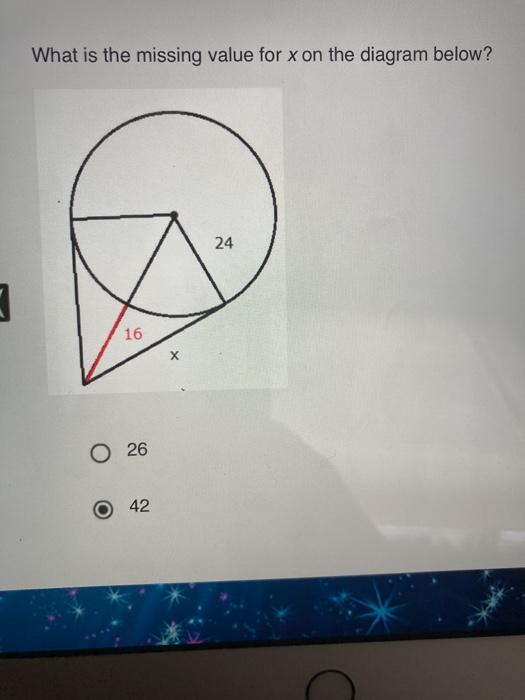 Solved What is the missing value for x on the diagram below? | Chegg.com