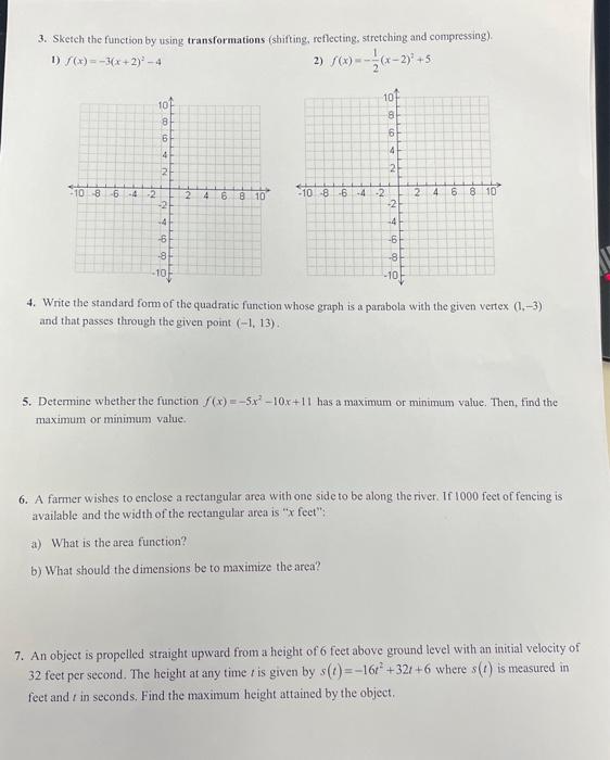 Solved 3. Sketch the function by using transformations | Chegg.com
