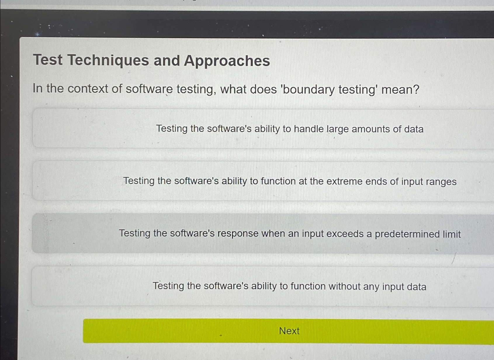 Solved Test Techniques and ApproachesIn the context of | Chegg.com