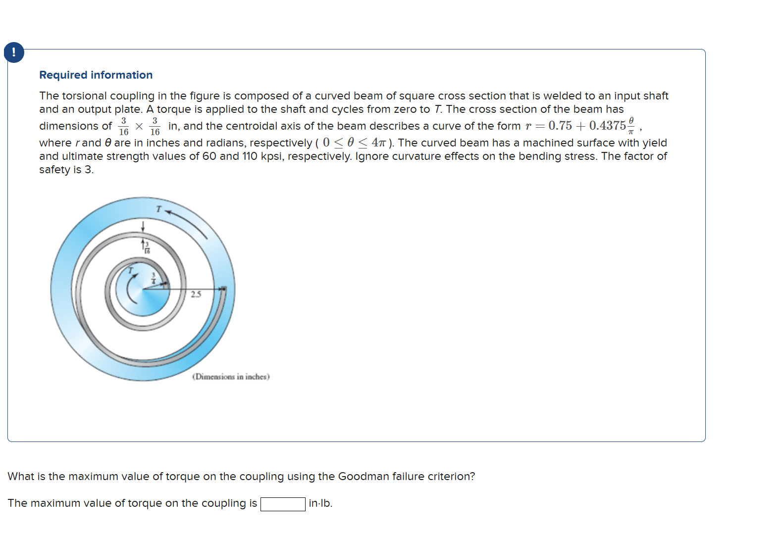 Solved ! ﻿Required information The torsional coupling in the | Chegg.com
