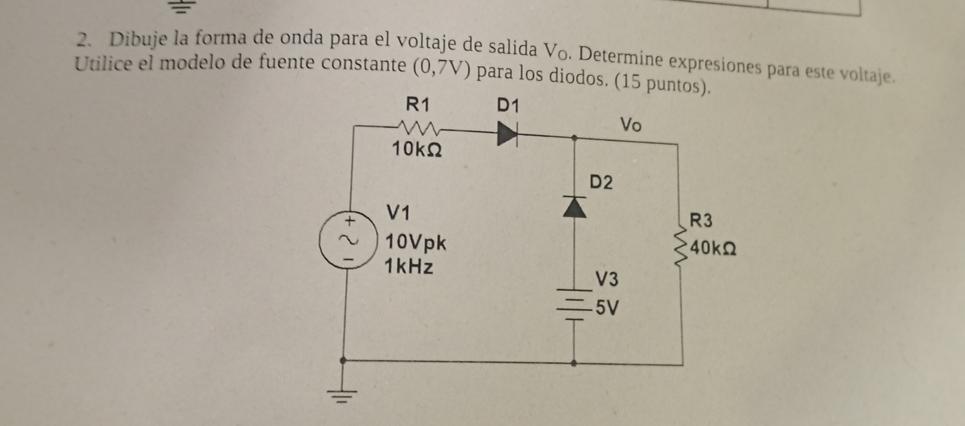 Solved Dibuje la forma de onda para el voltaje de salida VO. | Chegg.com