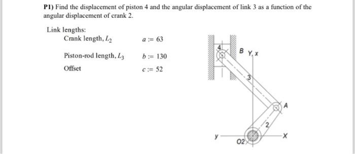 Solved Find the displacement of piston 4 and the angular | Chegg.com