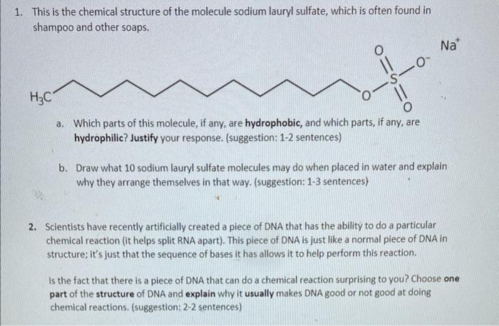 Solved 1. This is the chemical structure of the molecule | Chegg.com
