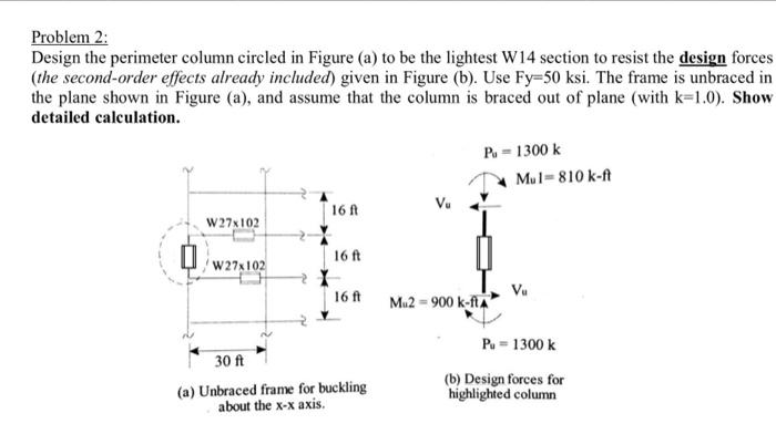 Problem 2: Design the perimeter column circled in | Chegg.com