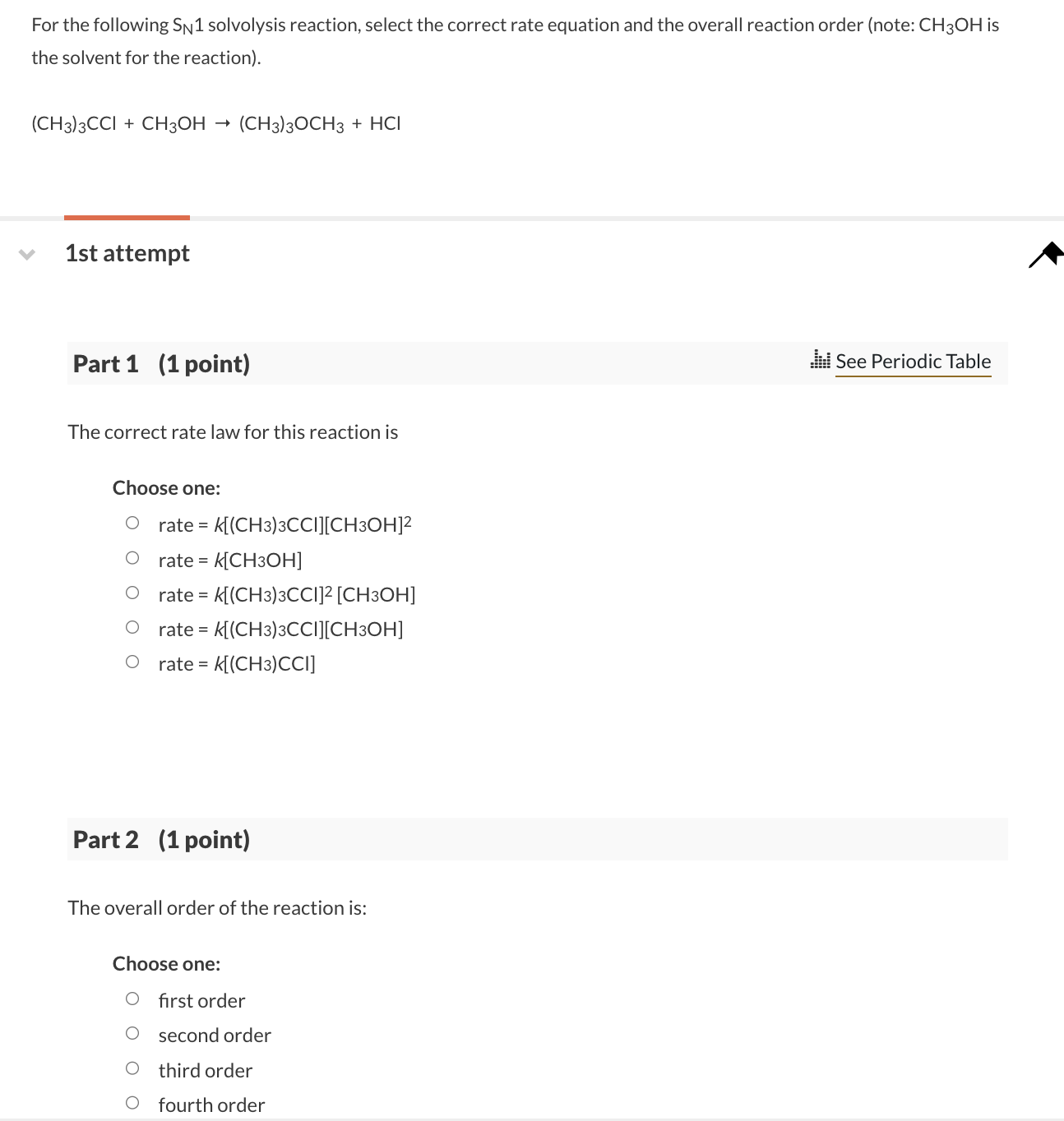 Solved Part 1 (1 ﻿point)The correct rate law for this | Chegg.com