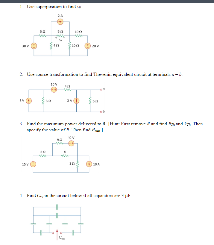 Solved Use superposition to find v0.Use source | Chegg.com