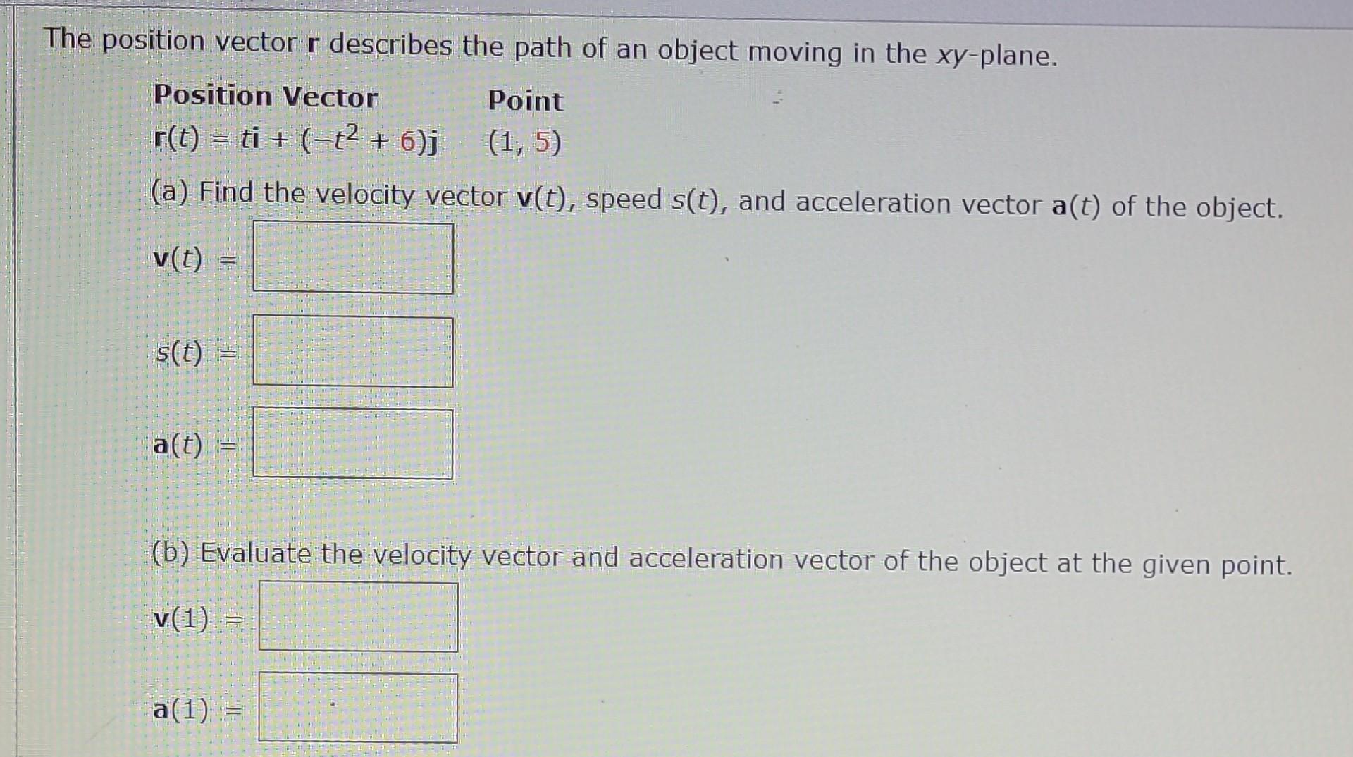 Solved The position vector r describes the path of an object | Chegg.com