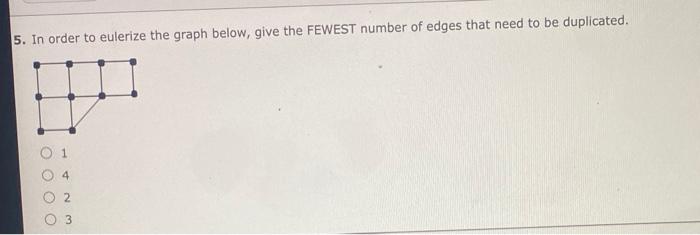 Solved 5. In order to eulerize the graph below, give the | Chegg.com