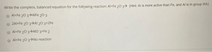 Solved Write the complete, balanced equation for the | Chegg.com