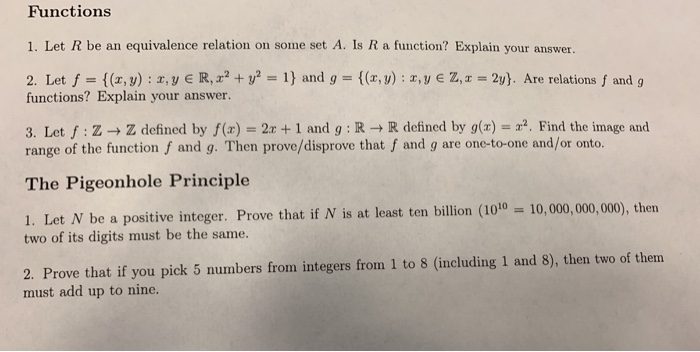 Solved Functions 1. Let R be an equivalence relation on some | Chegg.com