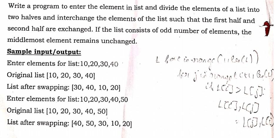 Solved Write a program to enter the element in list and | Chegg.com