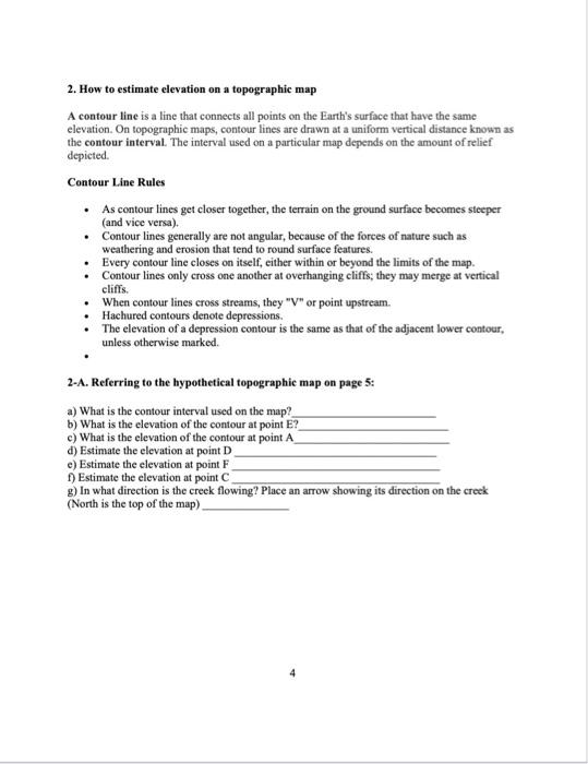 Solved Lab \# 8. Reading and Interpreting Topographic Maps | Chegg.com