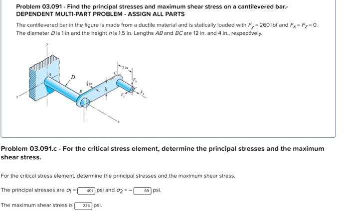 Solved Problem 03.091 - Find the principal stresses and | Chegg.com