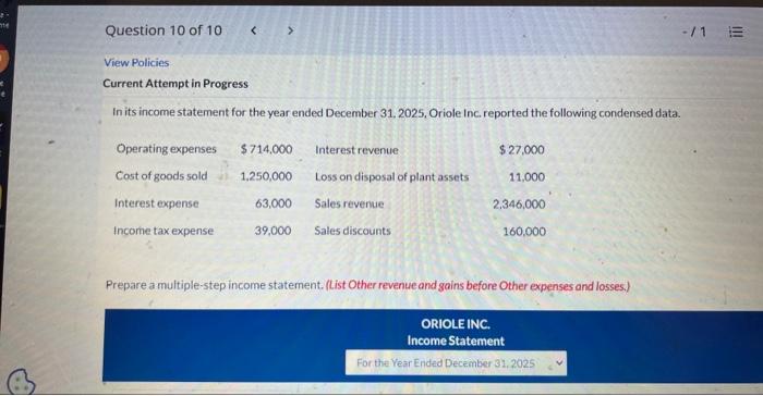 Solved In its income statement for the year ended December | Chegg.com