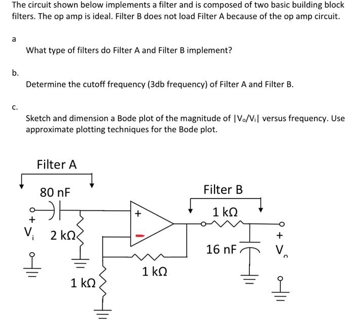 Solved The circuit shown below implements a filter and is | Chegg.com