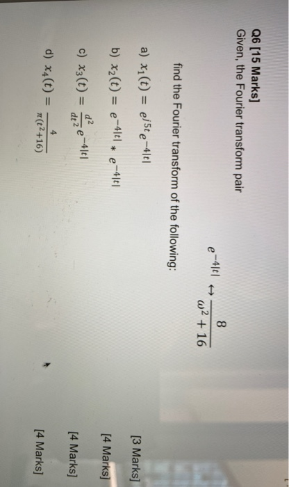 Solved Q6 [15 Marks] Given, the Fourier transform pair | Chegg.com