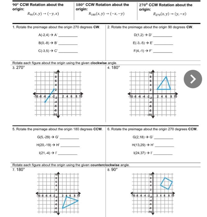 Solved 90° Ccw Rotation About The Origin R90 X Y Y X