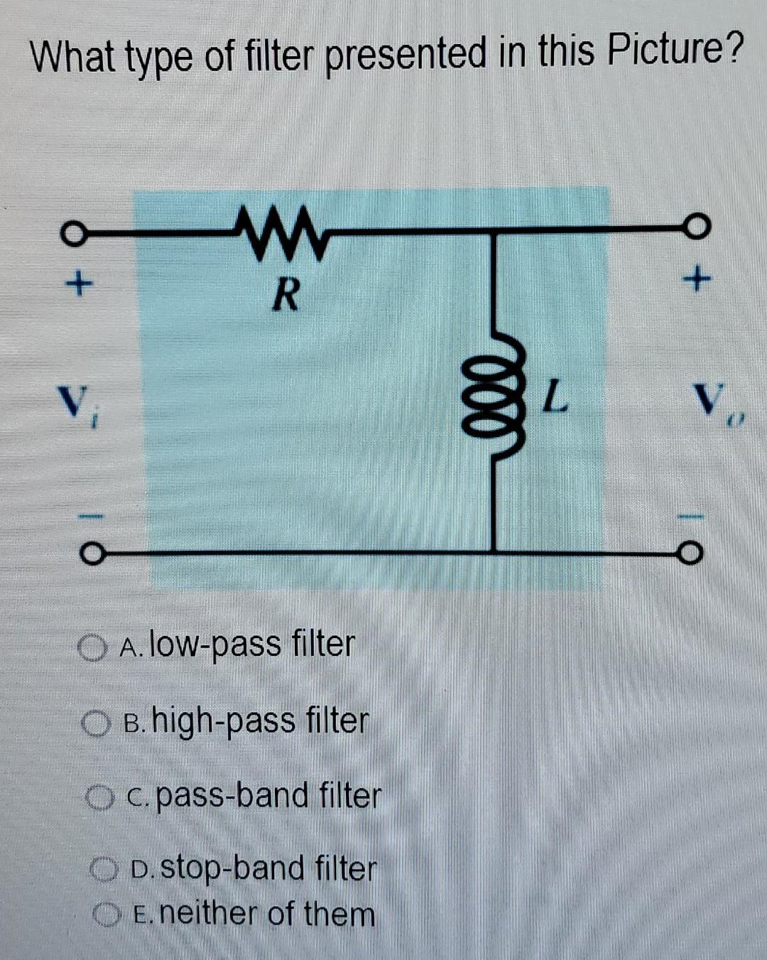 Solved What type of filter presented in this Picture? A. | Chegg.com