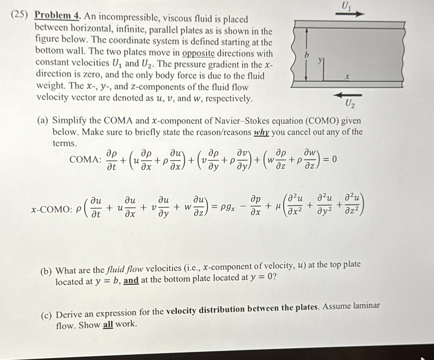 Solved (25) ﻿Problem 4. ﻿An incompressible, viscous fluid is | Chegg.com