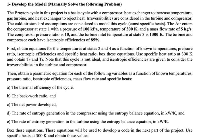 Solved 1- Develop the Model (Manually Solve the following | Chegg.com